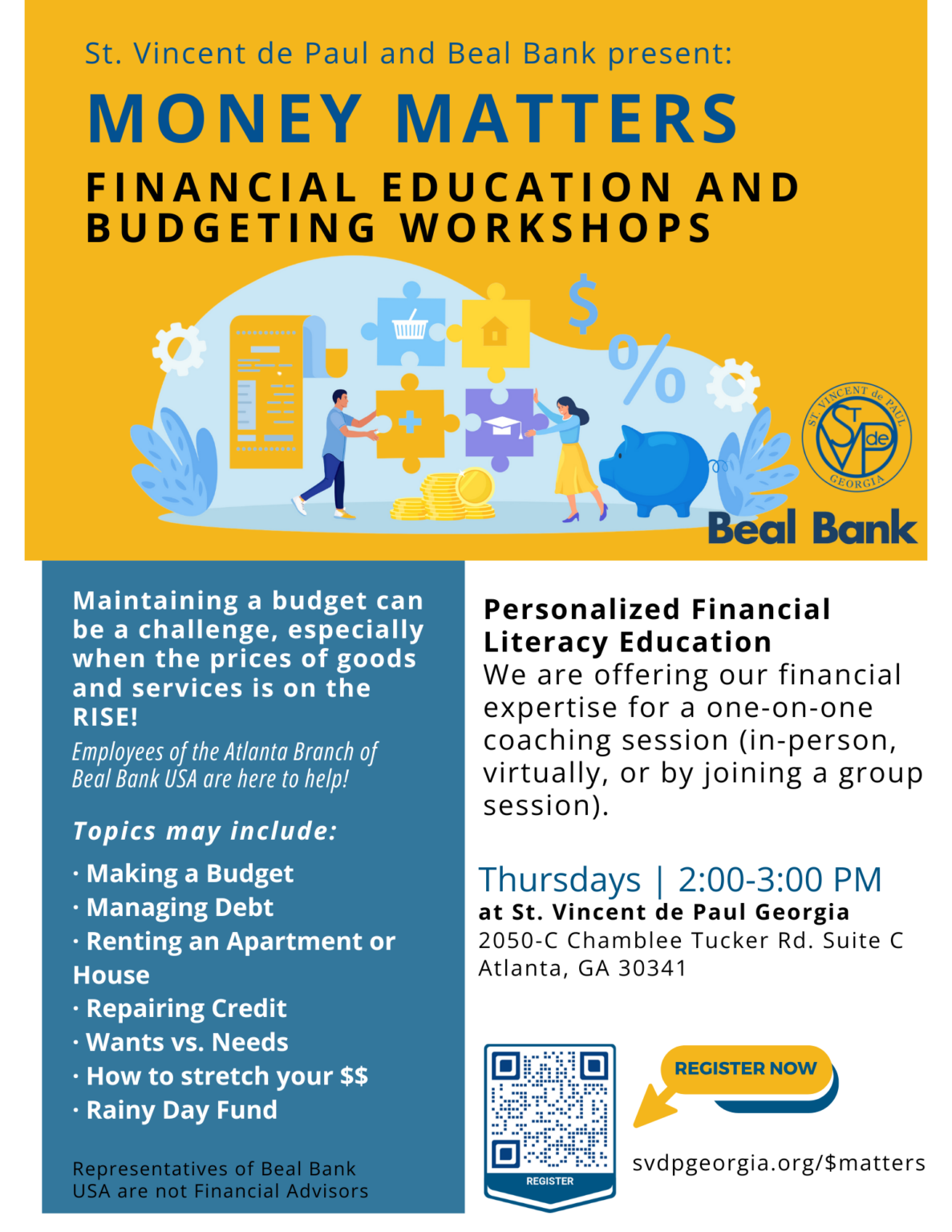 Money Matters - Financial Education and Budgeting Workshops - SVDP Georgia